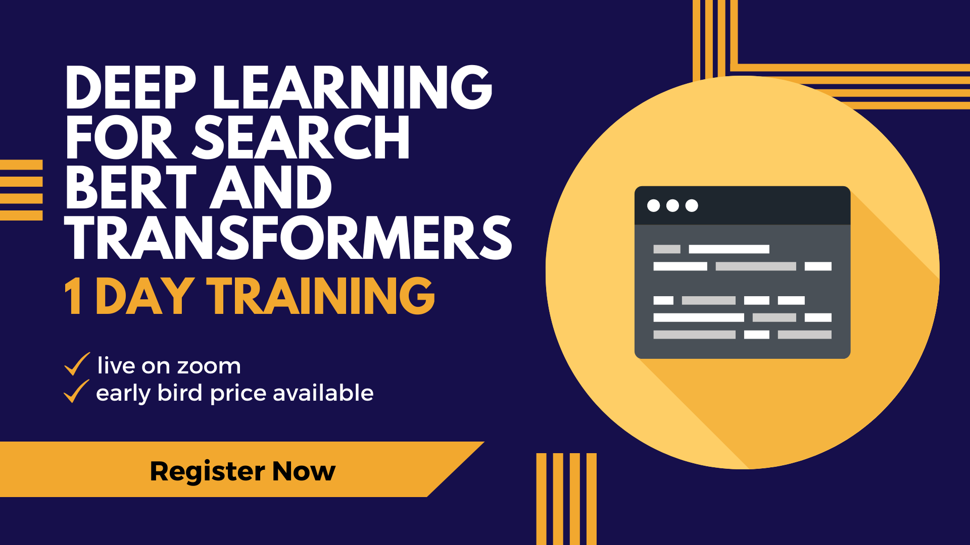 Deep Learning for Search – BERT and transformers 1 day Training